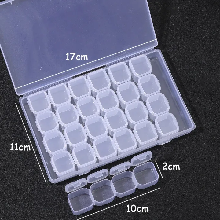 28 Grid Nail Diamond Box Plastic Empty Box Mini Detachable Decoration ...