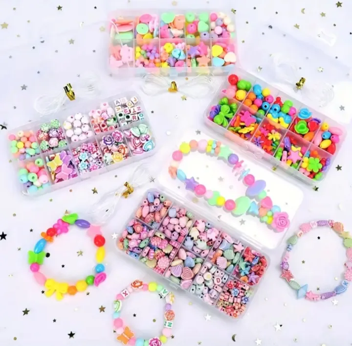 Girls DIY Jewellery & Bracelet Making Set – Beads, Charms, Craft Kit ...