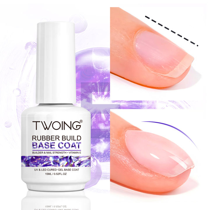 TWOING 15ml Clear Build Base Coat UV/LED Soak Off Gel, Strengthens Thin ...