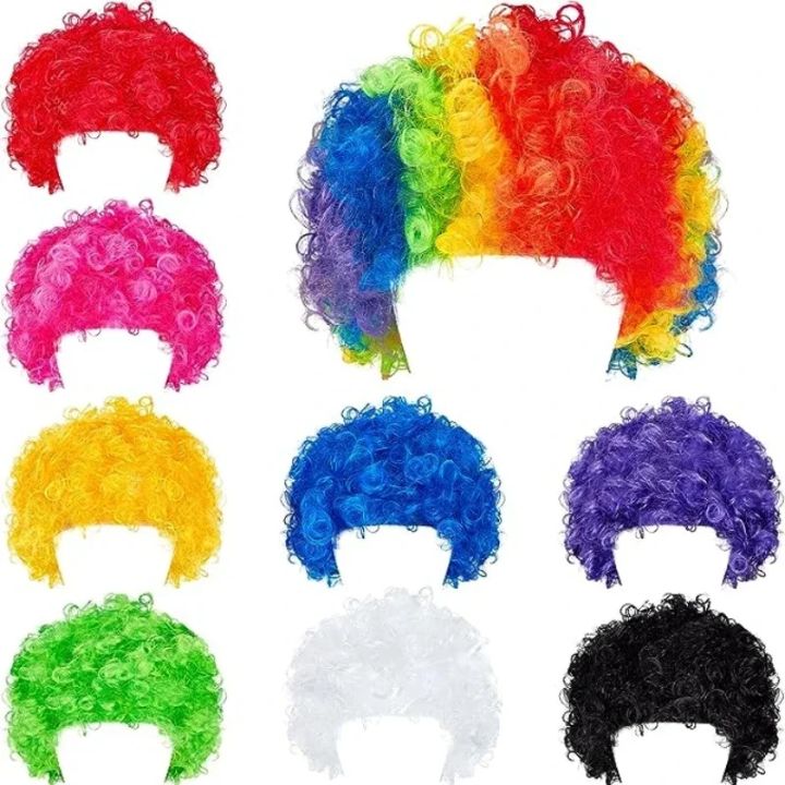 Round Curly Wig Clown Headdress Carnival Cosplay Kids Adult Exploding ...