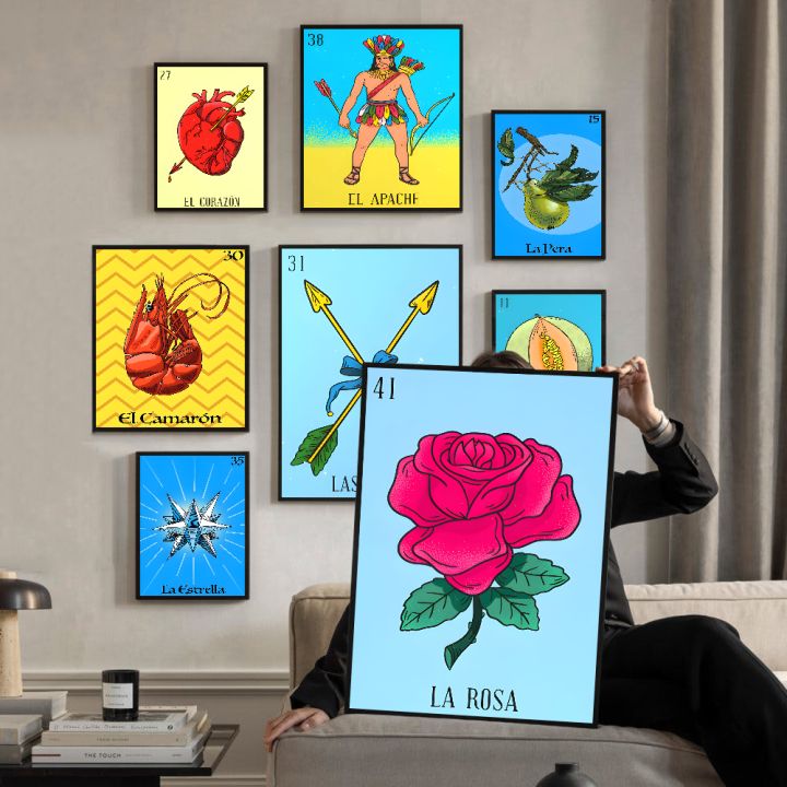 Cartoon Mexican Lottery Tarot Card Classic Vintage Posters HD Quality ...