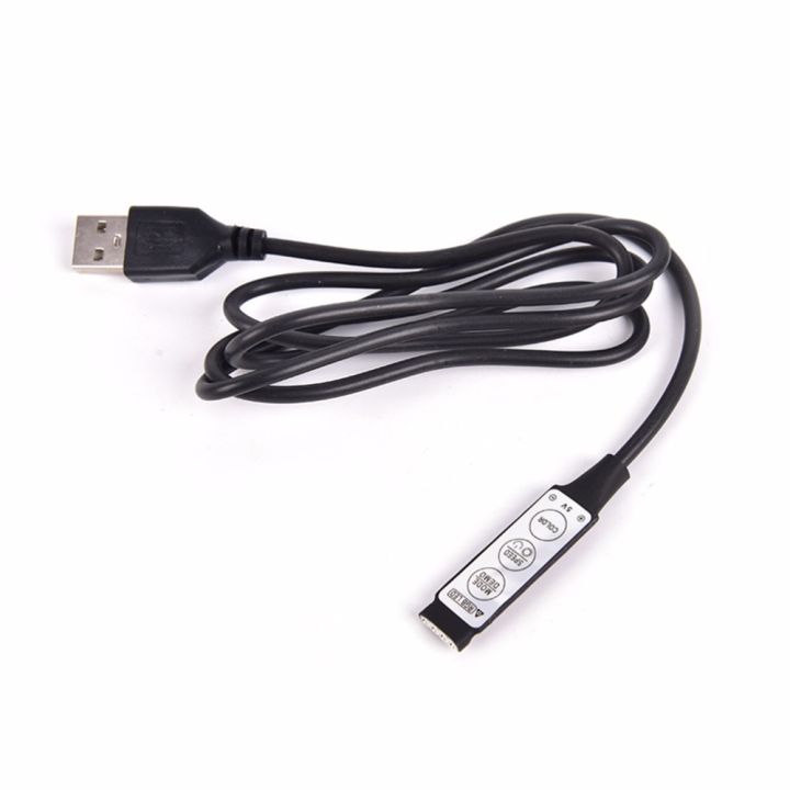 3 Key USB Mini 5V RGB LED Cable Controller Dimmer Remote Control For ...