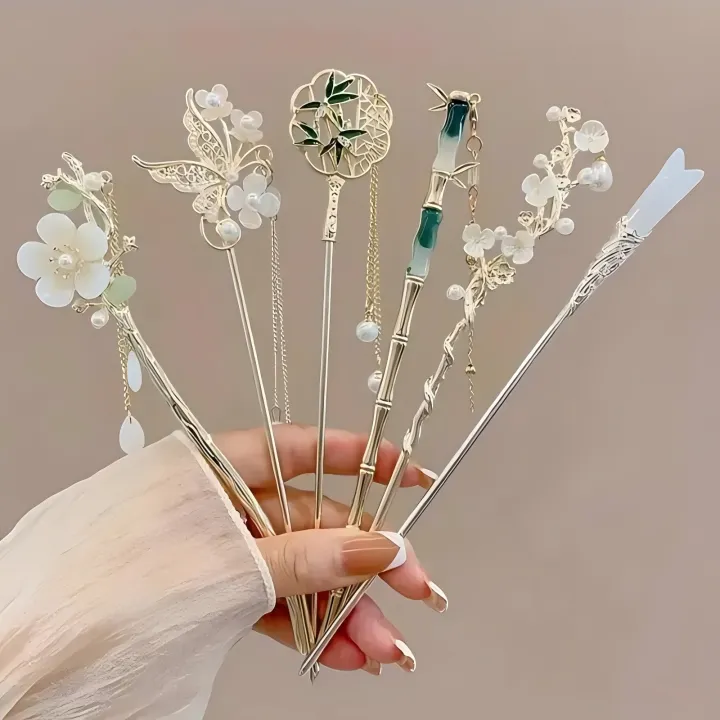 Elegant Chinese Style Hair Clip Tassel Hair Stick Traditional Floral ...