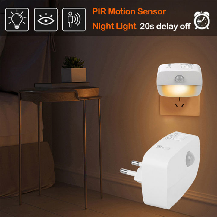 LED Night Light EU Plug In Smart Motion Sensor Light 220V Wall Lamp for ...