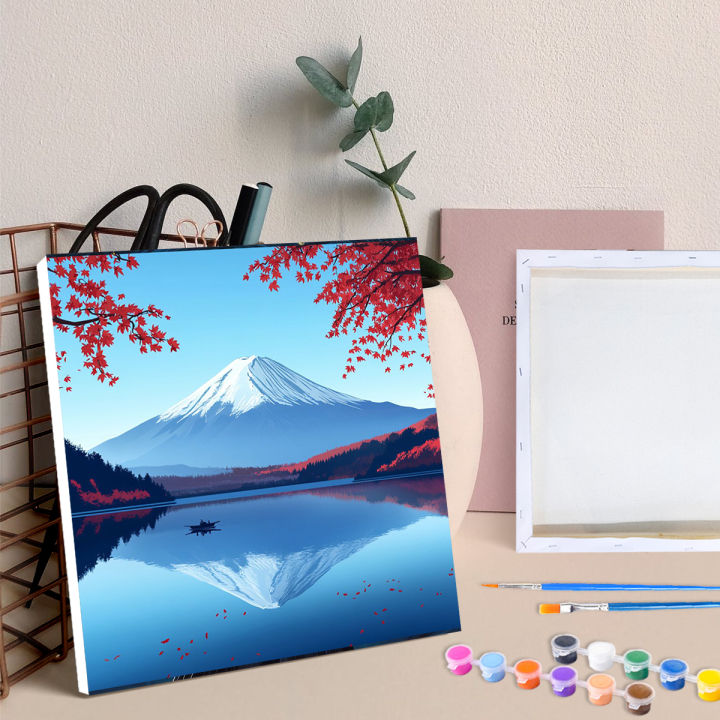 RUOPOTY Framed Diy Paint By Numbers Kit For Beginner Mountain Landscape ...