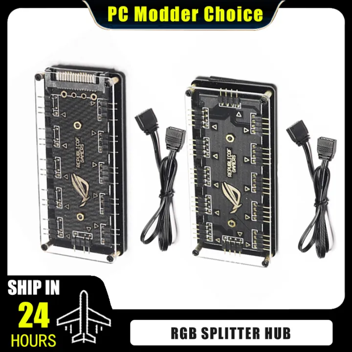 Computer RGB HUB Splitter 5V 3Pin / 12V 4Pin Collector For PC Gamer ...