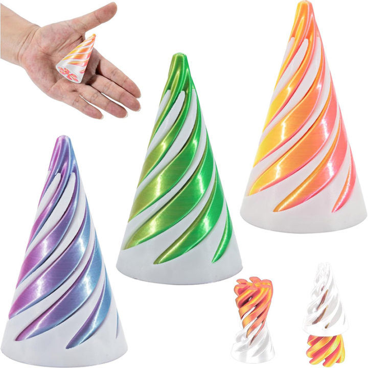 3D Printed Spiral Cone Toy Fidget Toy Impossible Pyramid Passthrough ...