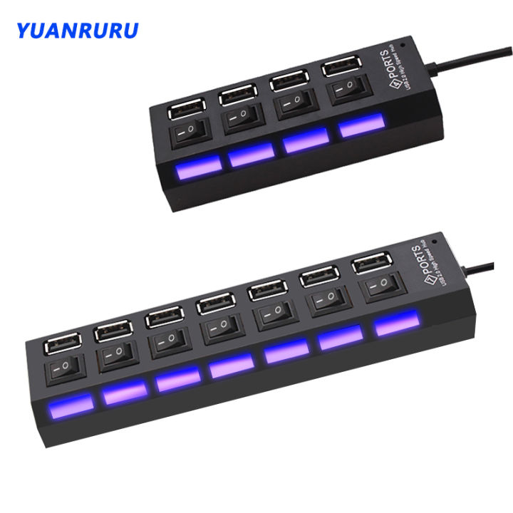 USB 2.0 Hub USB Hub 2.0 Multi USB Splitter Hub Use Power Adapter 4/7 ...