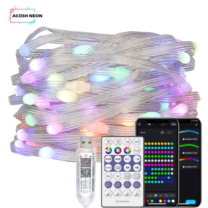 WS2812B RGBIC Christmas Lights LED String 10m 100leds WS2812 Birthday ...