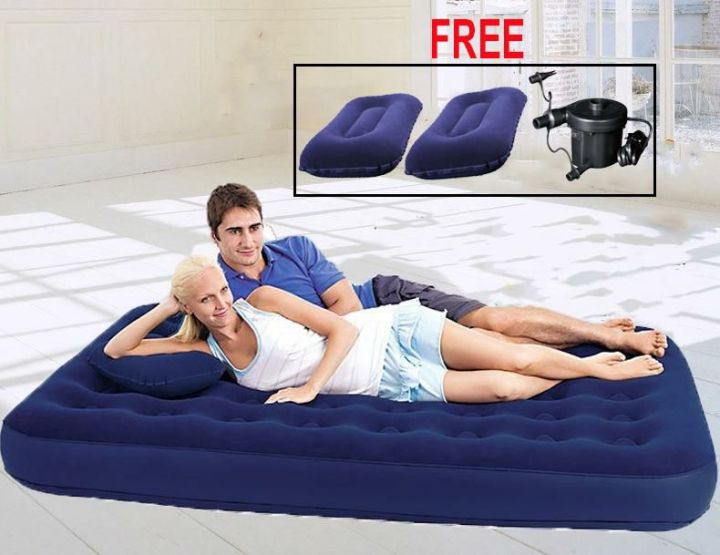 Bestway Pavillo Flocked Double Air Bed with pumper | Daraz.com.bd