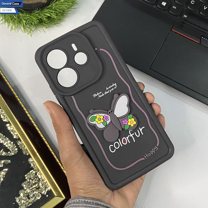 Xiaomi Redmi Note 14 Cover - Black - New 3D Butterfly Cartoon Soft ...