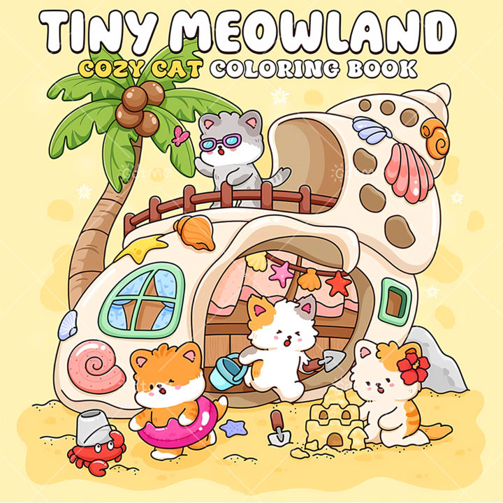 TINY MEOWLAND Bold-easy Patterns Coloring Book for Adults Cute Drawing ...
