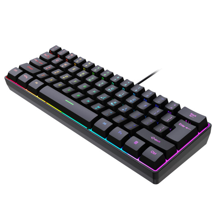 61 Keys RGB Backlit 60% Wired Gaming Keyboard, Ergonomic Waterproof ...