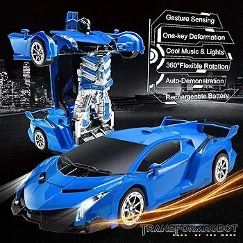 Remote Control Car Blue Transformation Robo Car Intelligent Toy Large ...