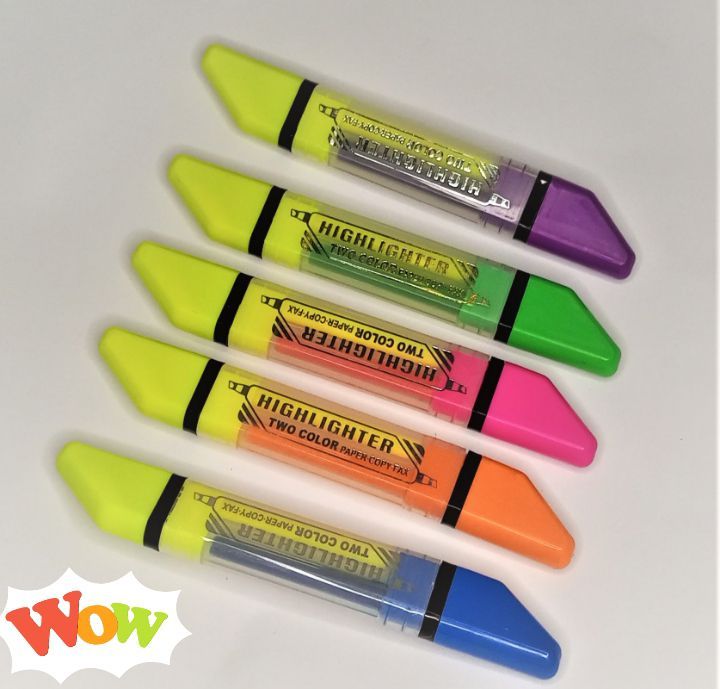 2 in 1 classic style multi colored double dual highlighter marker set ...