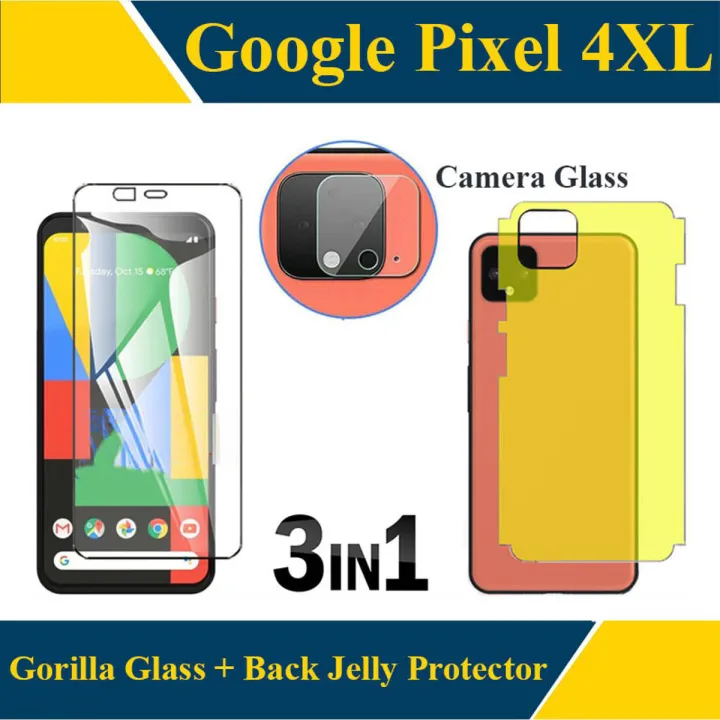 Google Pixel 4 XL Screen Protector Set Tempered Glass Hydrogel Film and ...
