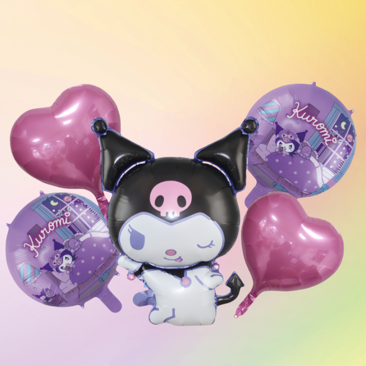 5pcs Kuromi with Love Ball Combination Aluminum Film Balloon Set Party ...