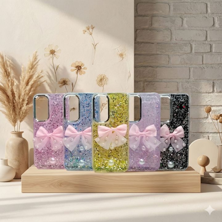 Infinix hot 60 Pro Chic Glitter Bow Design Case Modern Aesthetic Phone ...