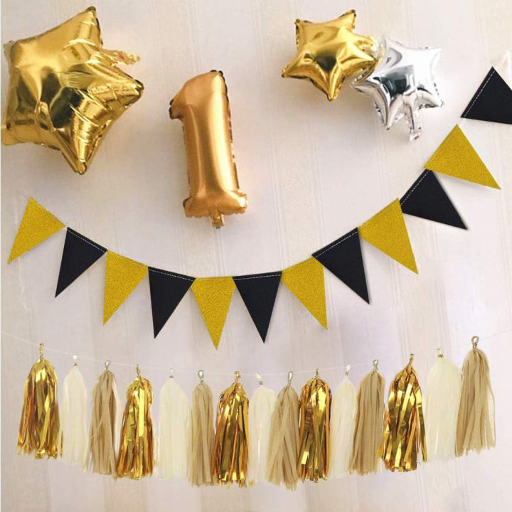 12Pcs/Set Triangular Flag, Triangular Flower, Birthday Party Decoration ...