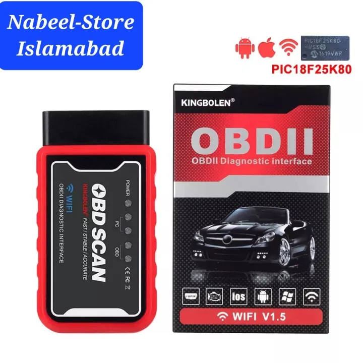 Original KINGBOLEN OBD2 ELM327 OBD2 PIC18F25K80 Chip WIFI V1.5 for Android I O S Car Error Check ...