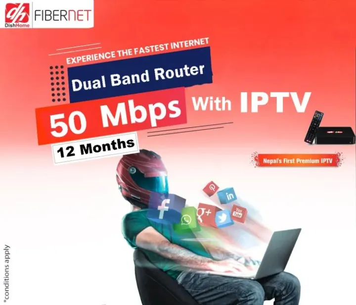 DishHome FiberNet 50 Mbps Internet Package Wi-Fi + IPTV Unlimited New ...