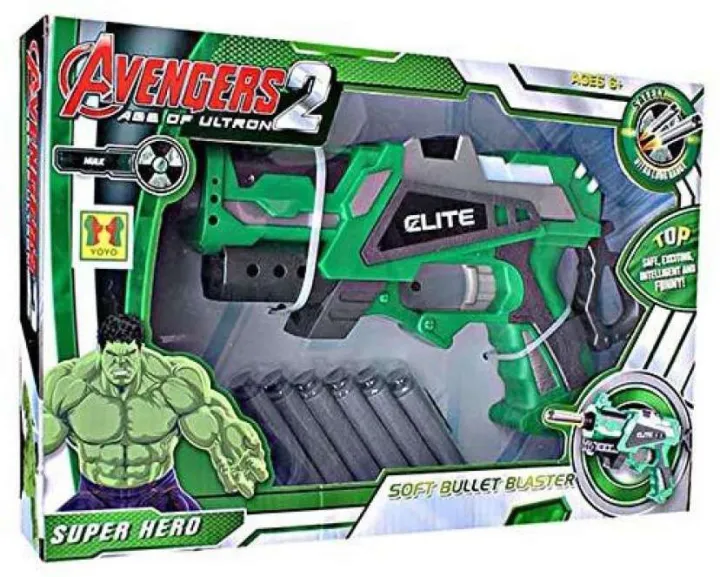 Avengers Hulk Foam Blaster Gun for Kids- Soft Bullet Gun Civil War ...