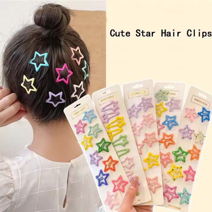 20 Pcs Star Clips Candy Colors Metallic Hair Pins For Women And Girls ...