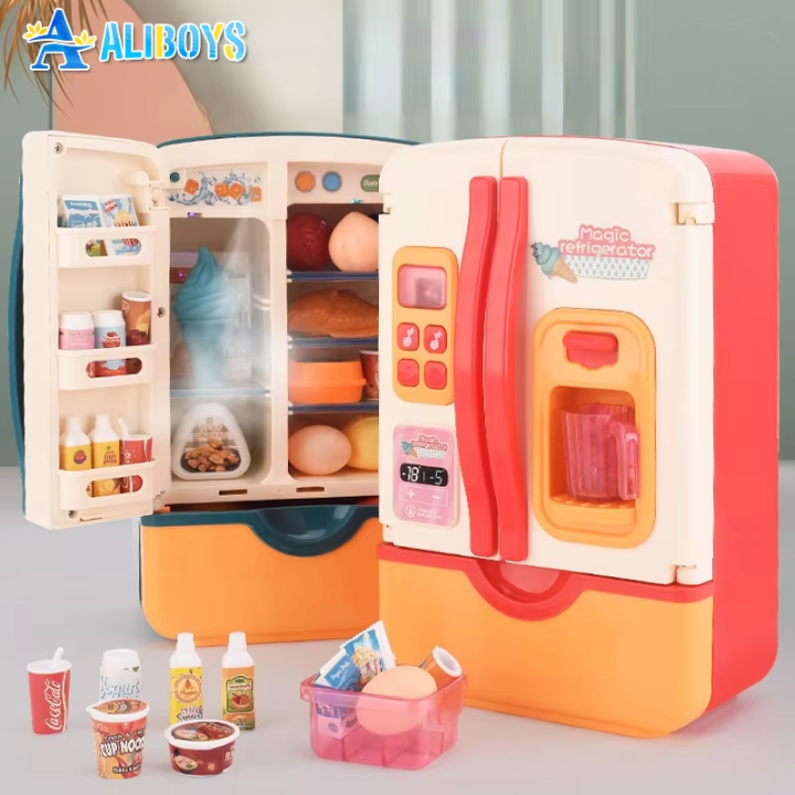 Mini Double Door Refrigerator Simulation Fridge Kitchen Furniture ...