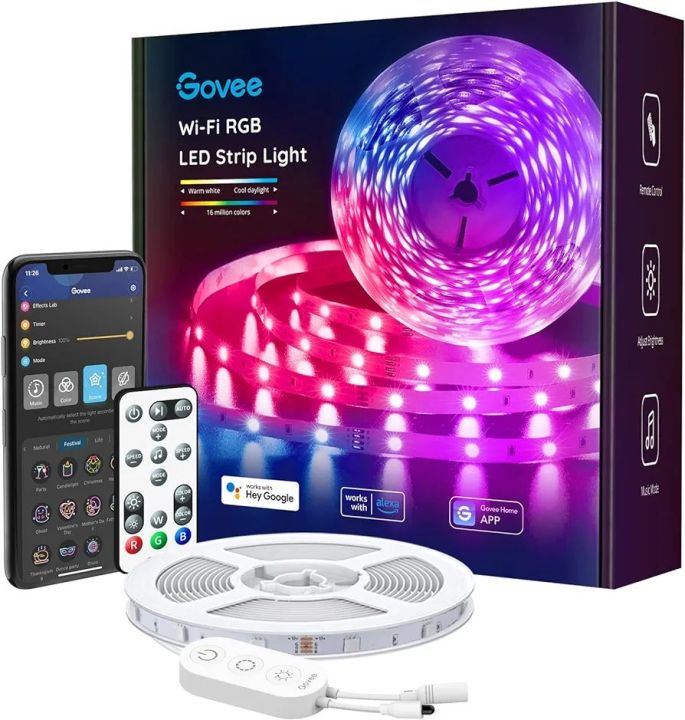 Govee Smart LED Strip Lights, 16.4ft WiFi LED Light Strip with App ...