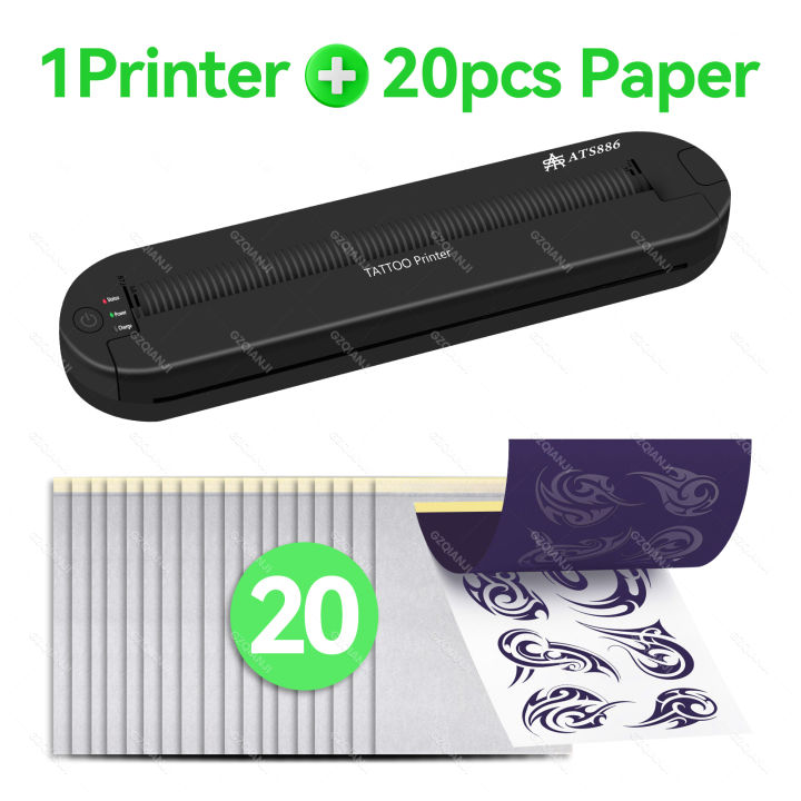 GZQIANJI Mini Wireless Tattoo Transfer Stencil Printer Tattoo Transfer ...
