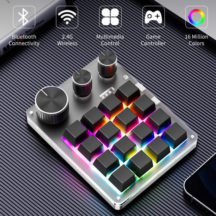 16 Keys 3 Knobs Bluetooth Programming Macro Custom Keyboard RGB Copy ...