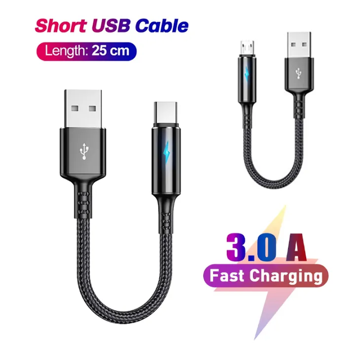0.25m Short Cable Micro USB Cable Type C Data Cord Fast Charging ...