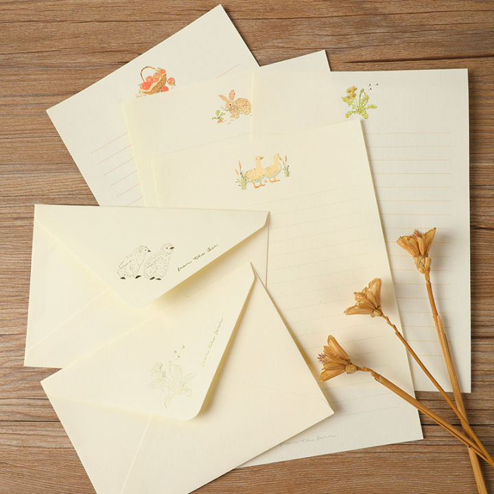 3 envelopes and 6 letter sets, animal patterned A5 letters, cute ...