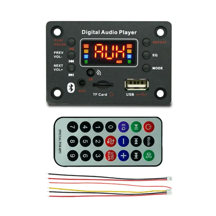 12V Wireless Bluetooth 5.0 MP3 WMA Decoder Board Car Audio USB TF FM ...
