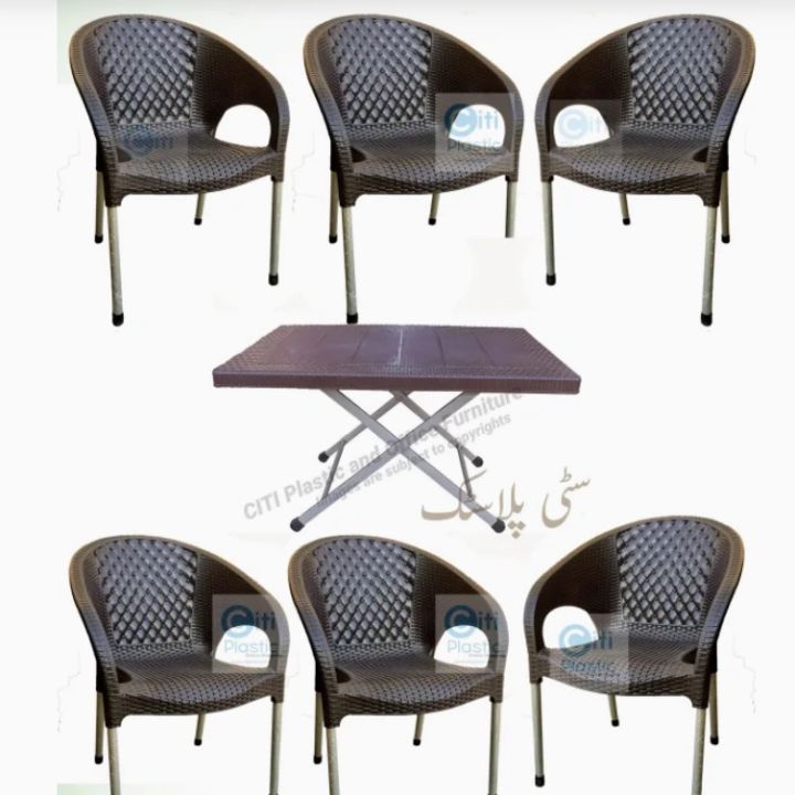 Set of 4&6 Sofa Plastic Chairs with 1 Folding Plastic Tabel | Daraz.pk