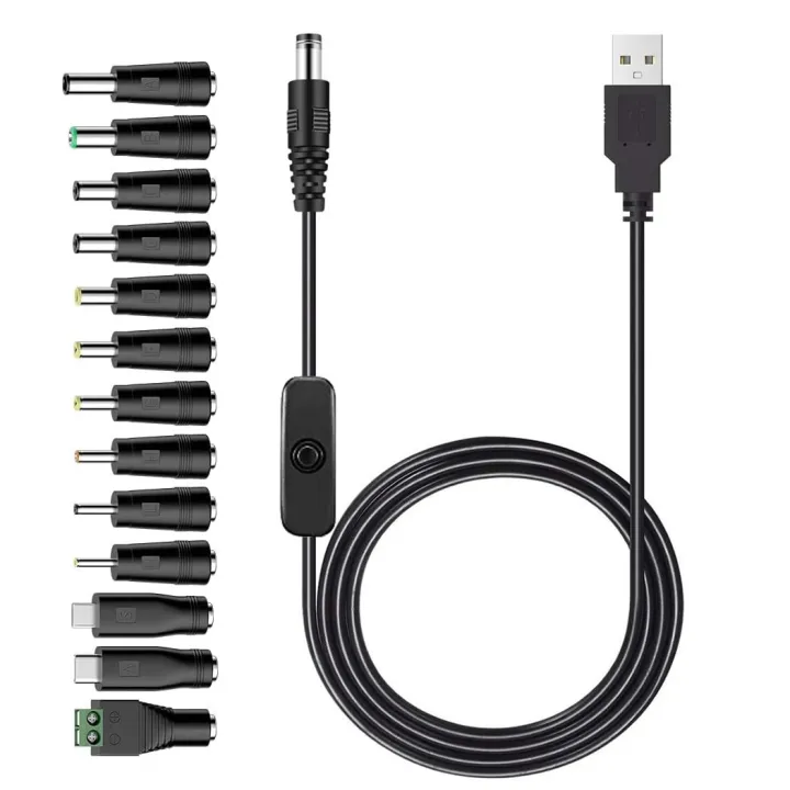 Universal USB to 5V DC Power Cord Switch Charging Cable 5.5x2.1mm Jack ...