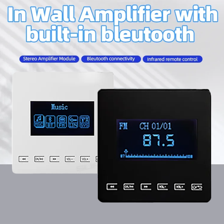 Mini Bluetooth Amplifier Wall Mount Music Player Touch Key FM Radio in ...