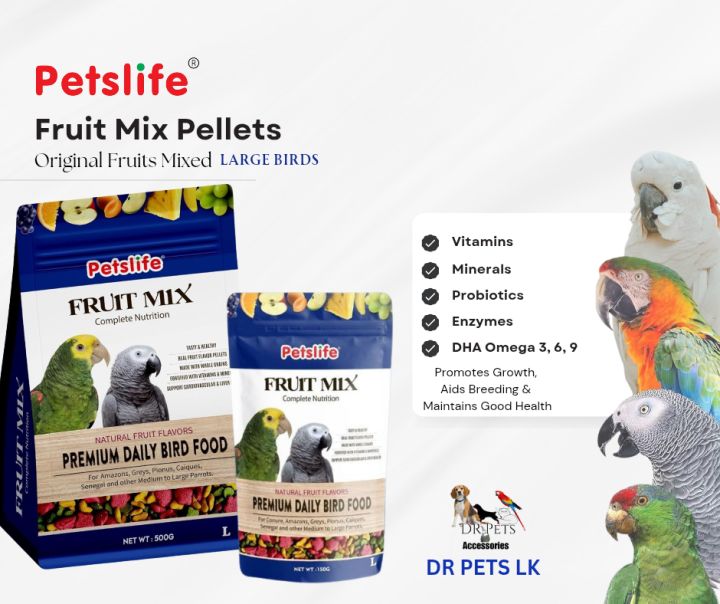 Petslife Premium Fruit Mix Complete Nutrition Daily Bird Food For Large ...