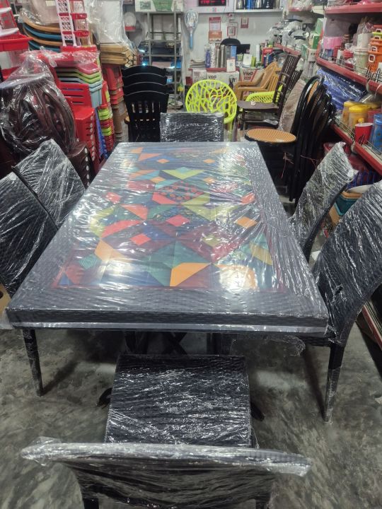 RFL Caino Dinner Table 6 Seat Steel Leg with 6pcs Caino Chair Daraz .bd