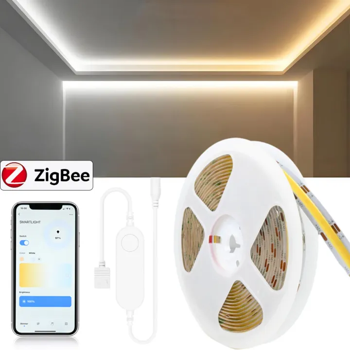 Tuya Zigbee CCT COB LED Strip 12V 1m 2m 3m 5m 10m FOB Flexible Dimmable ...
