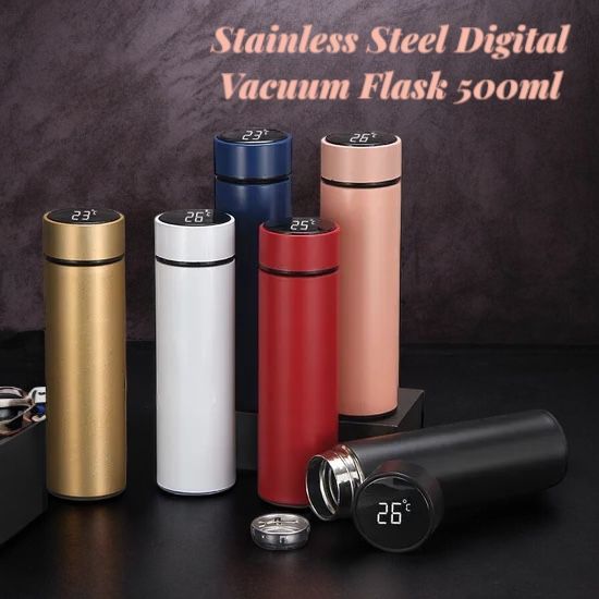 500ml Stainless Steel Thermos Bottle with Digital Temperature Display ...