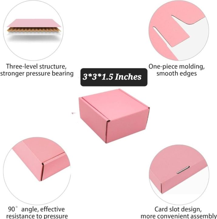 Small Pink Boxes 3*3*1.5 Inches For Jewellery & Small accessories - 10 ...