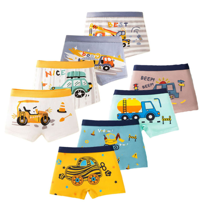 Multipack Cotton Boy Boxer Brief Fun Excavator Pattern Kids Boxers ...
