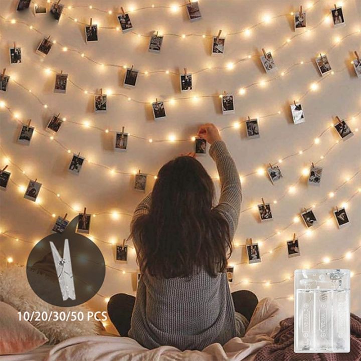 1Pc Led Photo Clips String Light With 10/20/30/50 Clear Clips Fairy ...