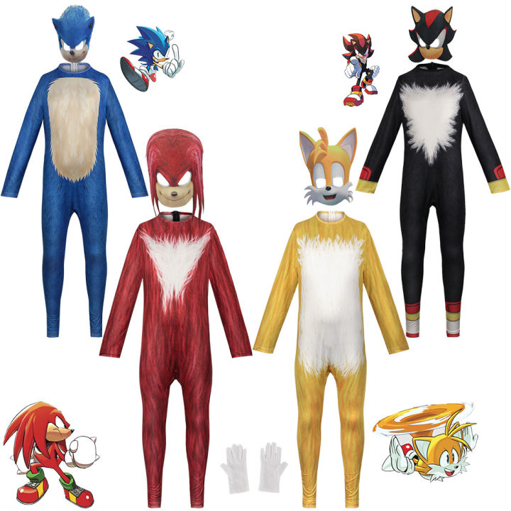 Anime Game Sonic Blue Red Black Shadow Hedge Jumpsuit Hog with Headgear ...