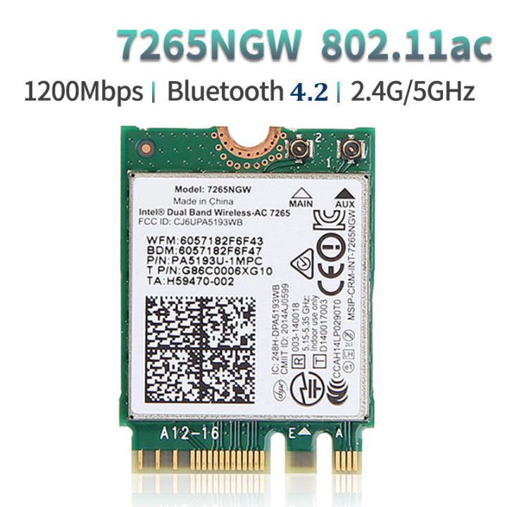 AC 7265 Card AC7265NGW Dual Band 2.4G/5GHz 300Mbps + 867Mbps NGFF M.2 ...