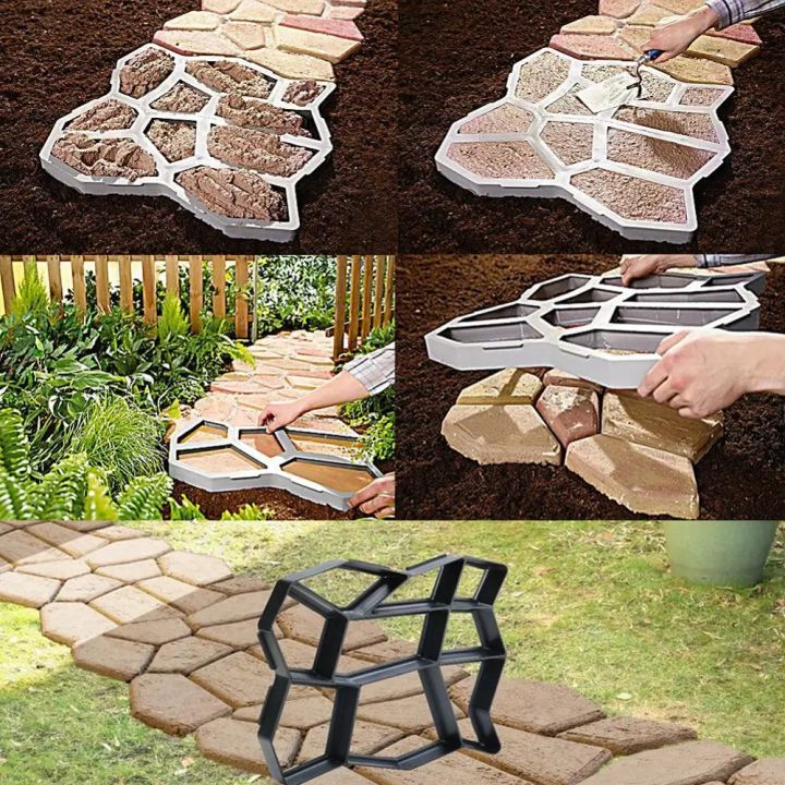 DIY Path Maker Manual Paving Mold Stone Brick Concrete Walkway Mold Reusable Garden Stone Brick ...