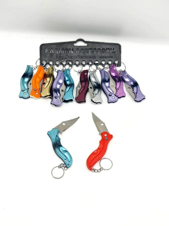 Pack of 1 to 12 Push Button Plastic Knife Keychains in Knife Shape ...