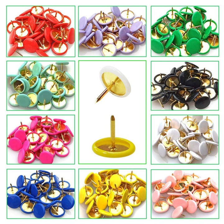 100pcs Round Head Thumbtacks Colorful Flat Bulletin Board Tacks for ...