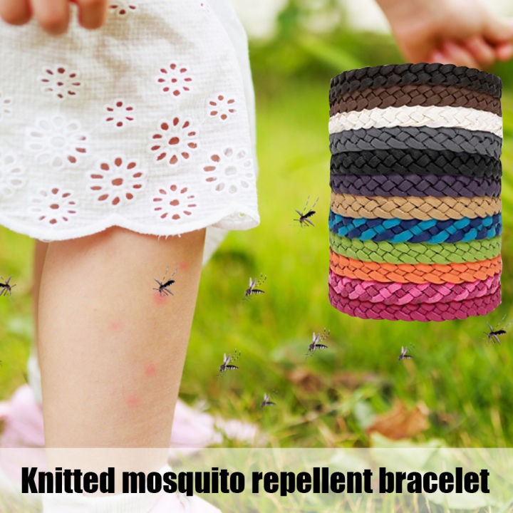 12PCS Insect Repellent Bracelet Strap PU Leather Adults Children ...